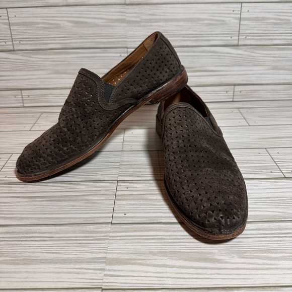 Trask | Shoes | Trask Ali Perforated Dark Brown Suede Loafers Size 8 ...